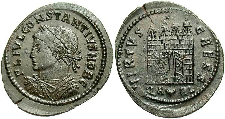 1 Follis / AE3 325-326 Roman Empire (27BC-395) Bronze Constantius II ...