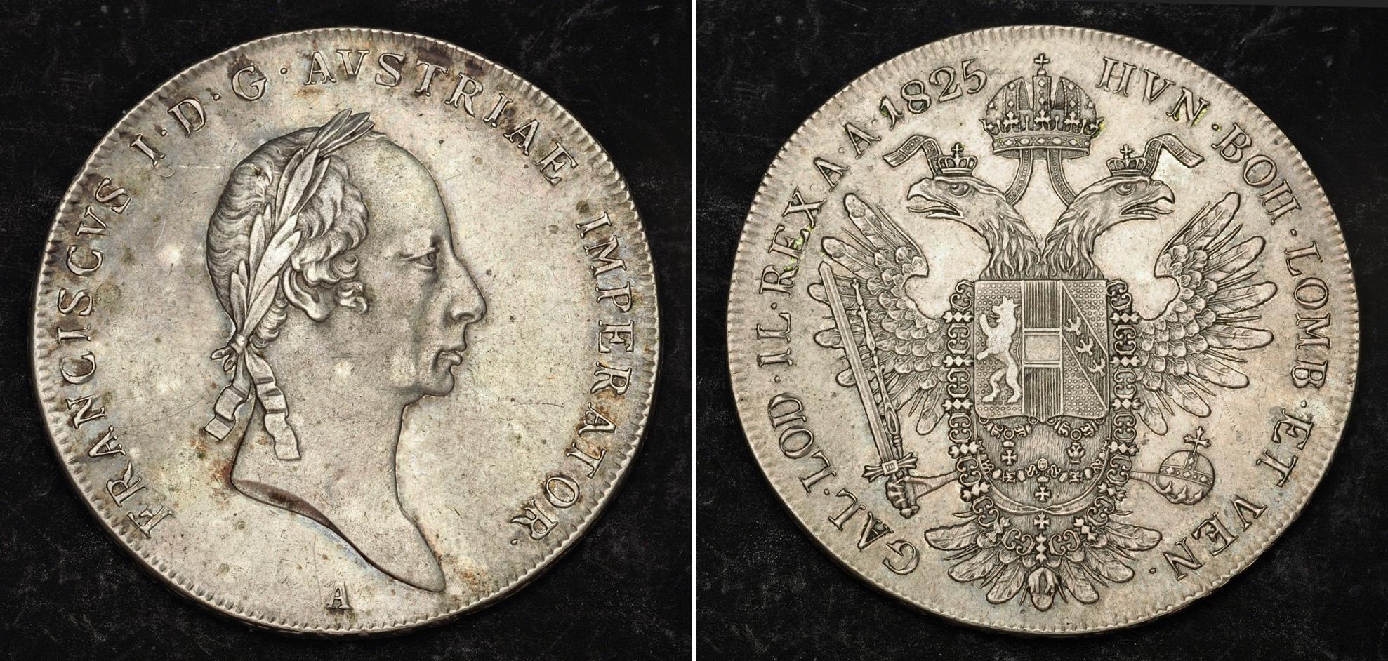 1825, Austria, Emperor Francis I. Silver "Short-Ha ...