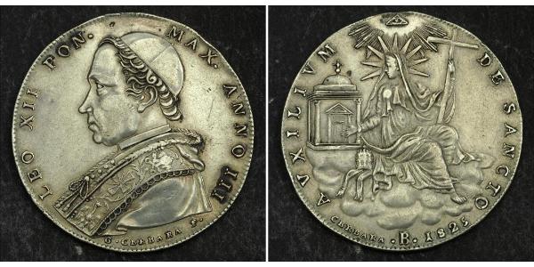 1825, Vatican, Pope Leo XII. Beautiful Large Silve ...